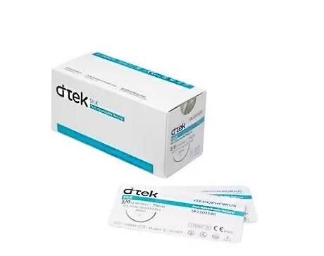 Fire sutura neresorbabile matase Demotek, cu ac – Alexa Medical